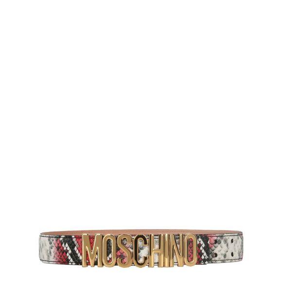 Moschino | Accessories | Moschino Logo Lettering Pythonprint Belt Multi ...